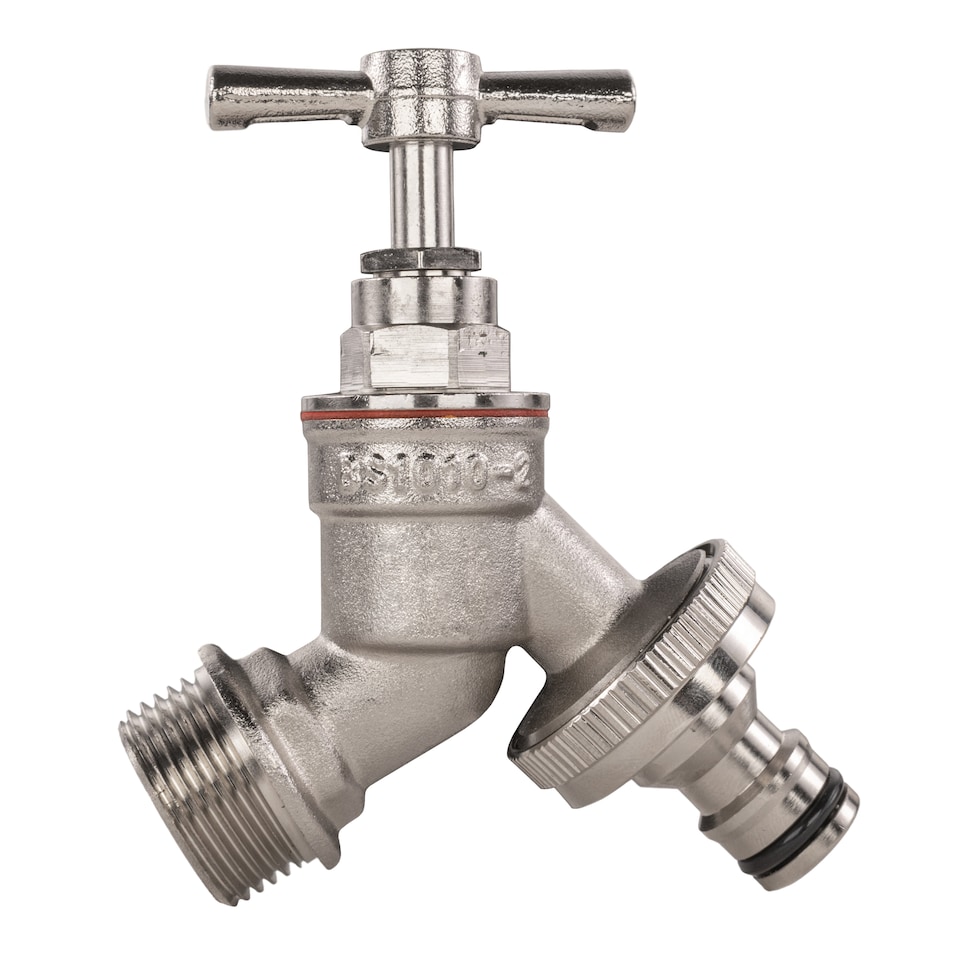 Nickel Plated Brass Garden Bib Tap and BSP Water Butt Kit with Snap On ...