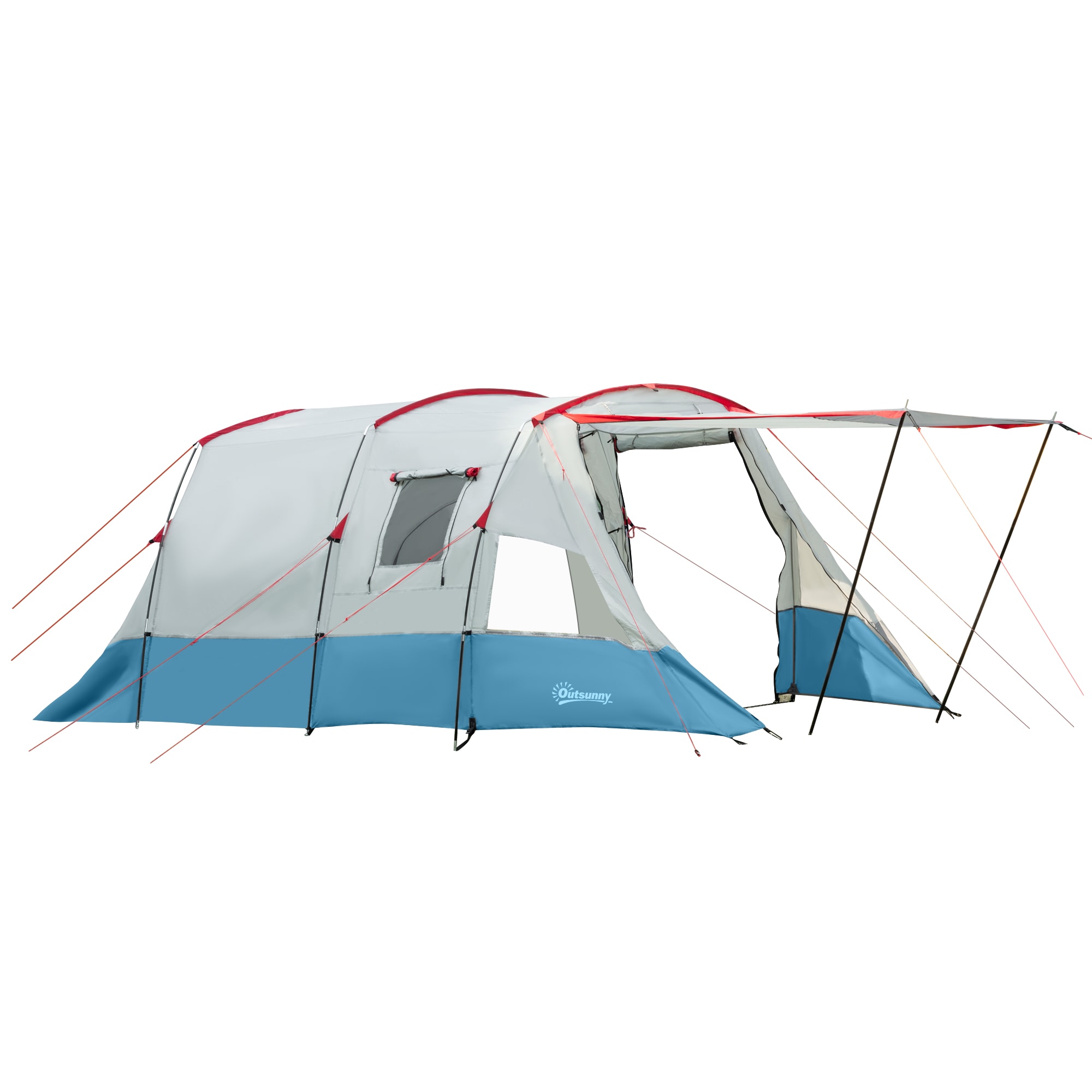 Outsunny 6-8 Person Tunnel Tent, Two-room Camping Tent with Carry Bag ...