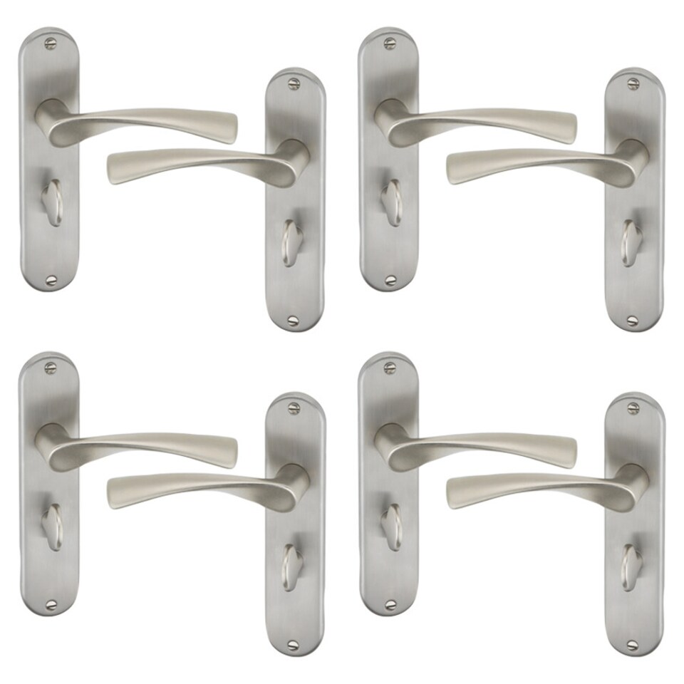 Lyon Metal Lever Latch Door Handles Set Rose Internal & External ...