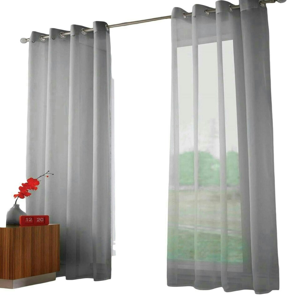 Voile Panel - Ring Top - Silver - 145cm x 137cm Silver - Tesco Groceries