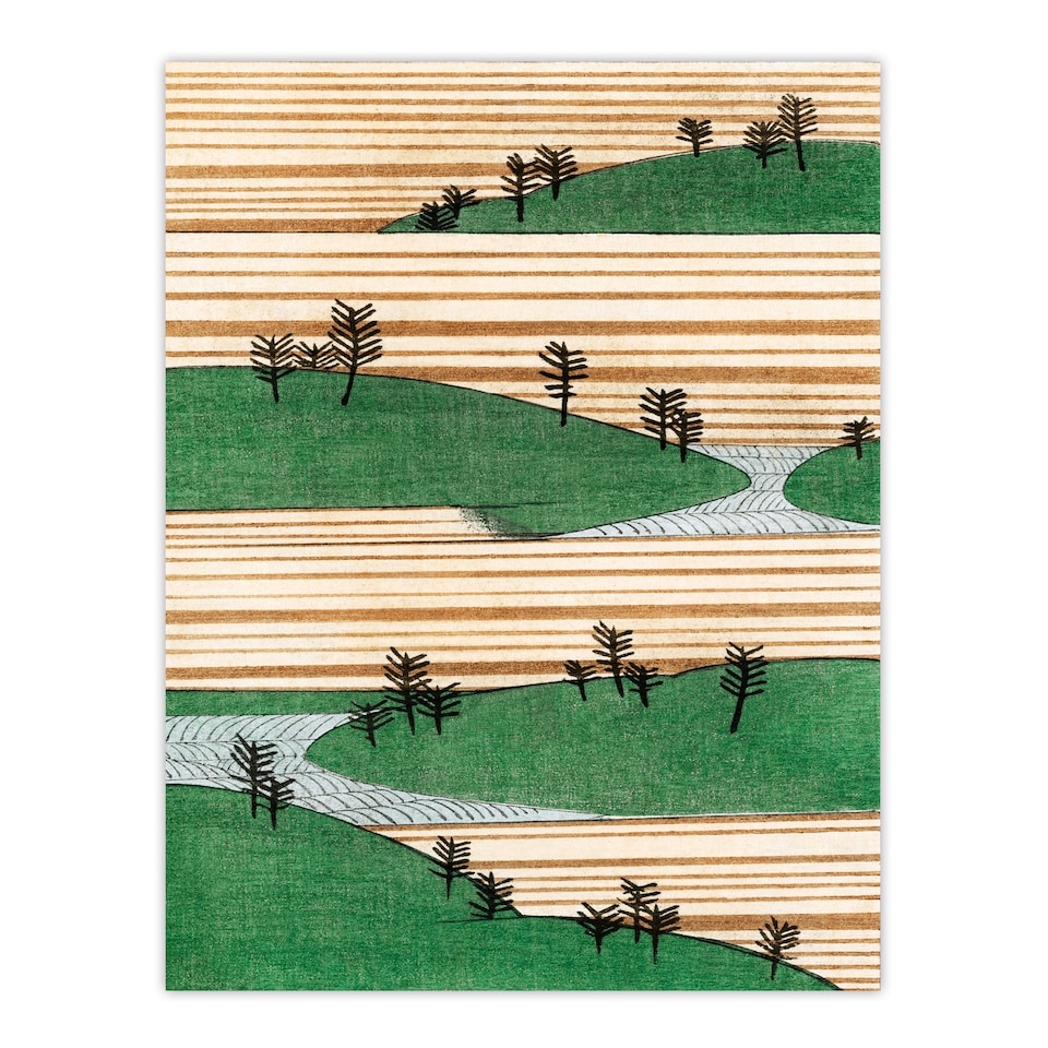 Shin Bijutsukai Framed Wall Art Print Landscape With Hills Pattern Home ...