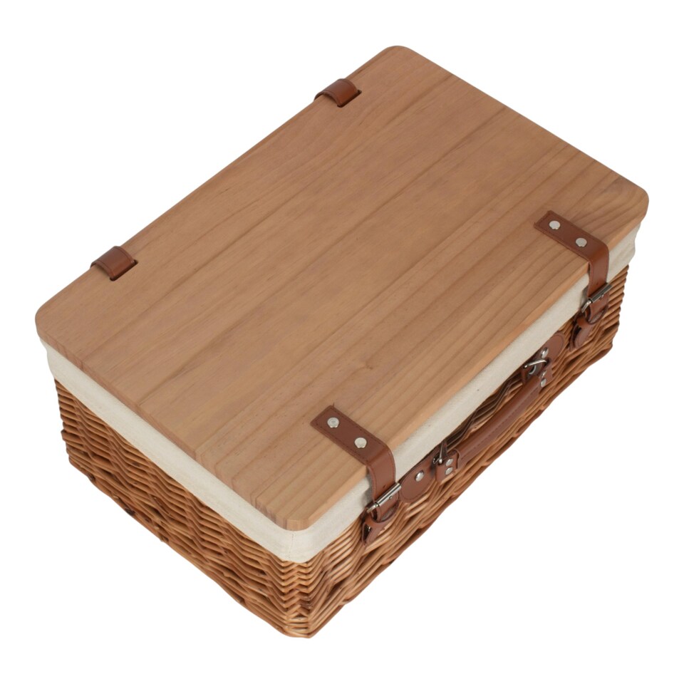 36cm Double Steamed White Lined Willow Empty Picnic Basket with ...