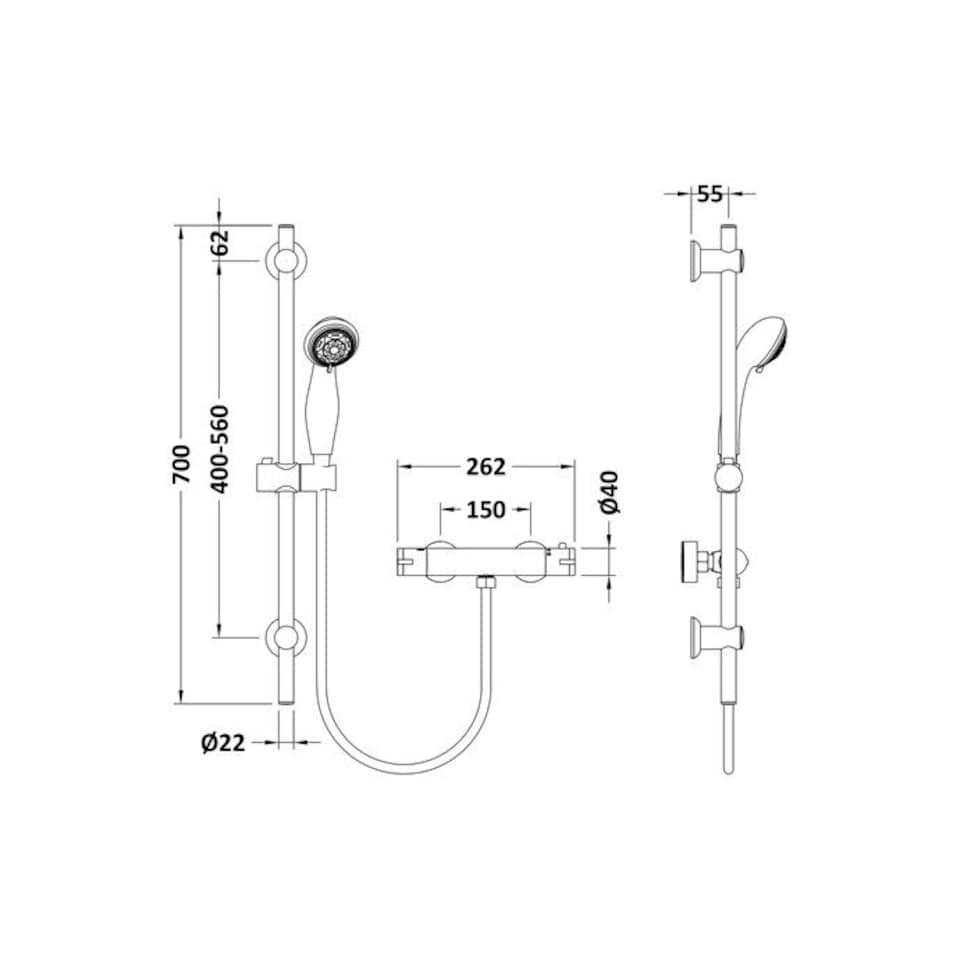 Round Bar Valve and Slide Rail Shower Kit Chrome Balterley - Tesco ...