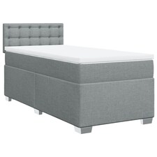 Box Spring Bed with Mattress Light Grey 90x200 cm Fabric - Tesco Groceries