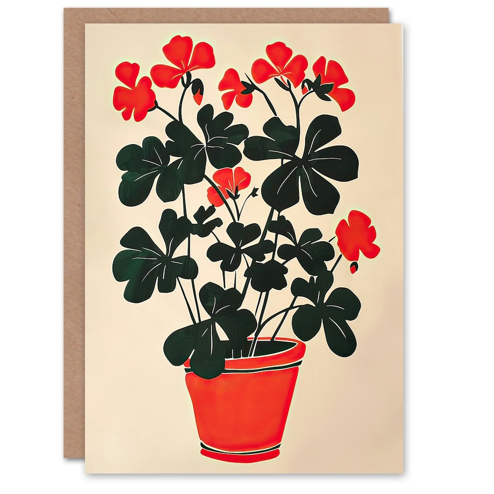 Geranium Potted Plant Lover Red Green Him Her Birthday Card - Tesco ...
