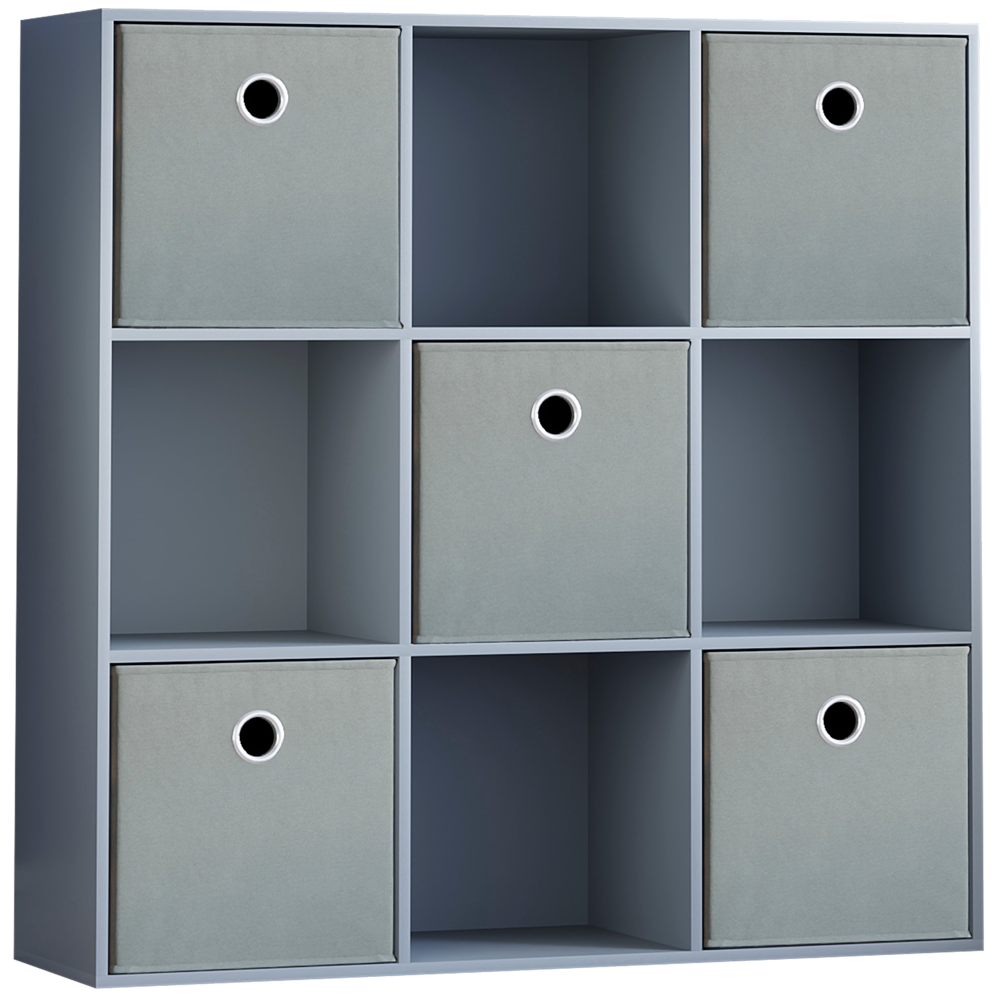 Vida Designs Durham 3x3 Cube Storage Unit, Grey & Set of 5 Grey Cube ...