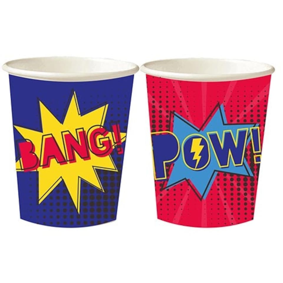 Superhero Paper Cups 250ml - Pack of 8 - Tesco Groceries