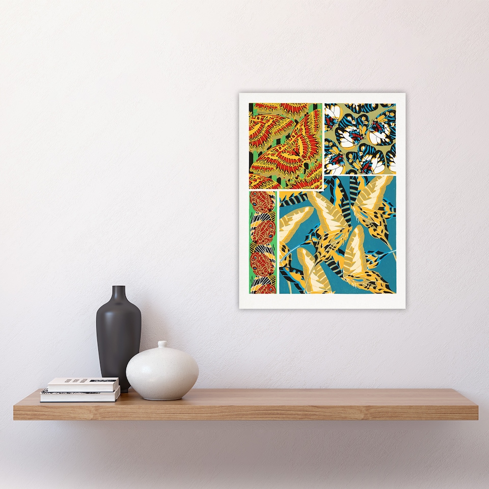 Vintage Butterflies Bright Pattern Vintage Wall Art Print Seguy 12x16 ...