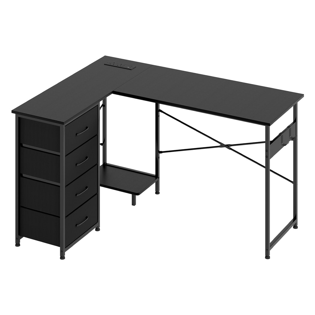 Levede Reversible L-shaped Corner Desk 4 Drawers for Office or Gaming ...