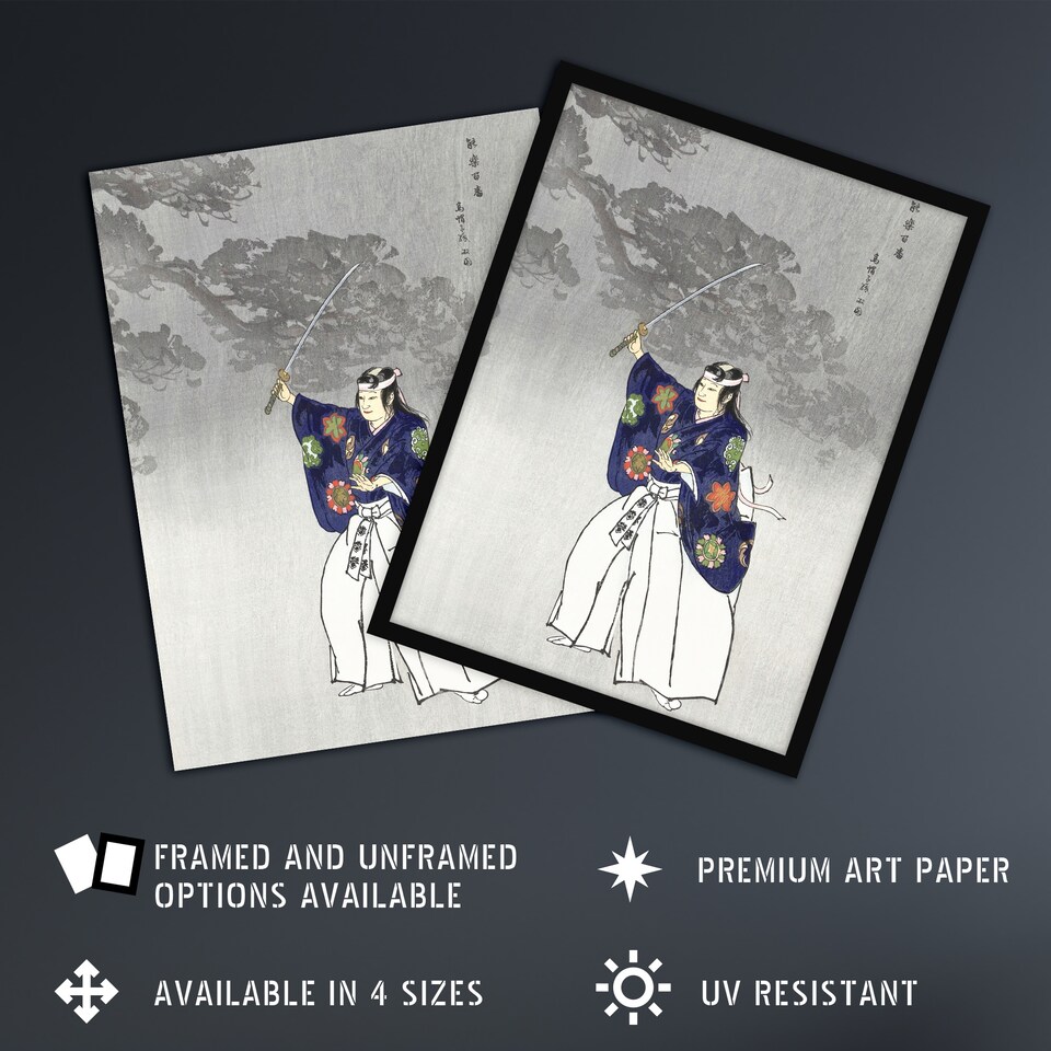 Noh Theater Play Eboshi Ori Actor Vintage Wall Art Print Tsukioka 18x24 ...