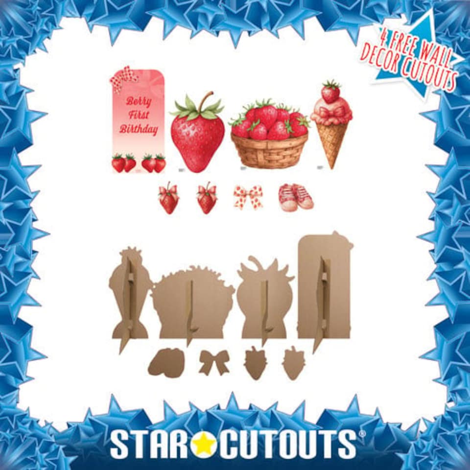 Berry Birthday Ice Cream Multi-Functional Star Mini Cardboard Cutouts ...