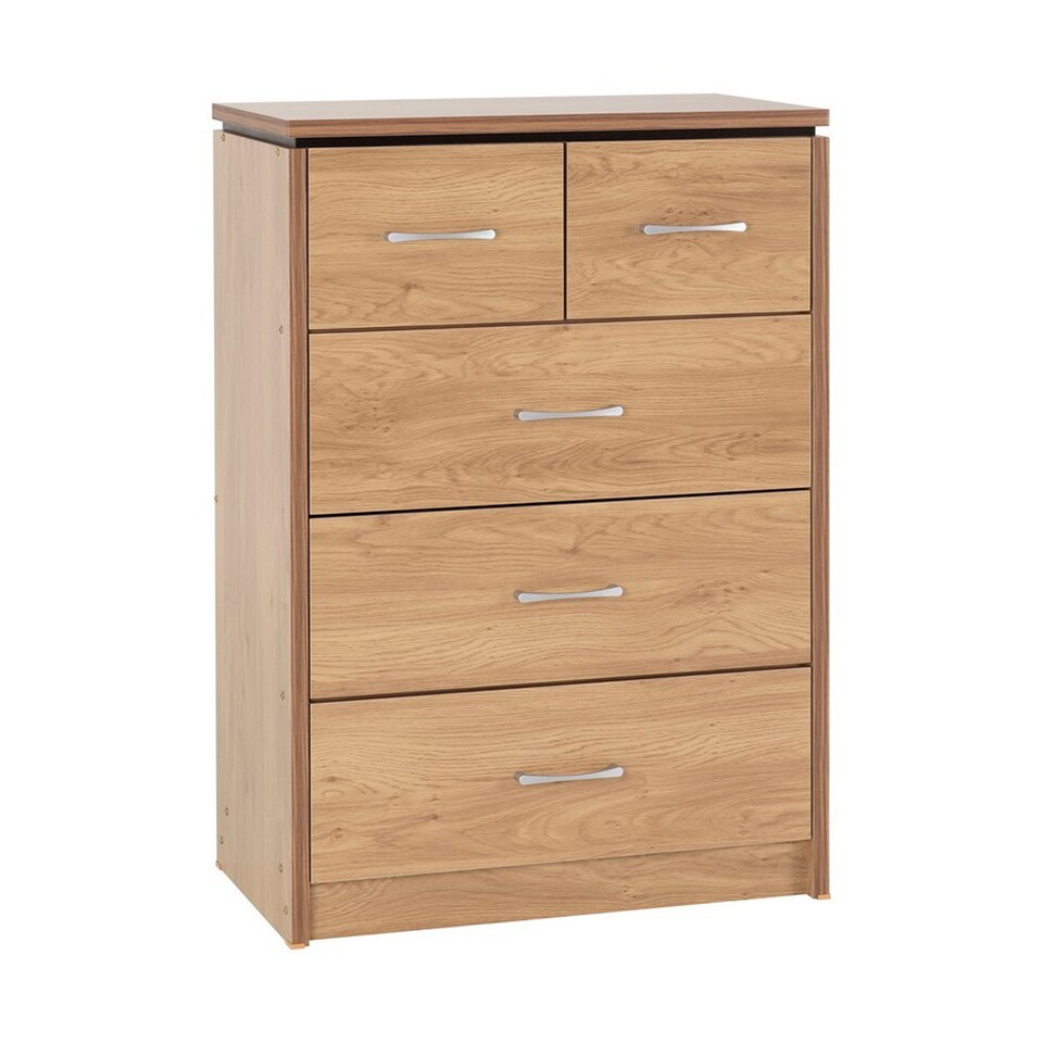 Charles 3 - 2 Drawer Chest - L44.5 x W78 x H116.5 cm - Oak Effect ...