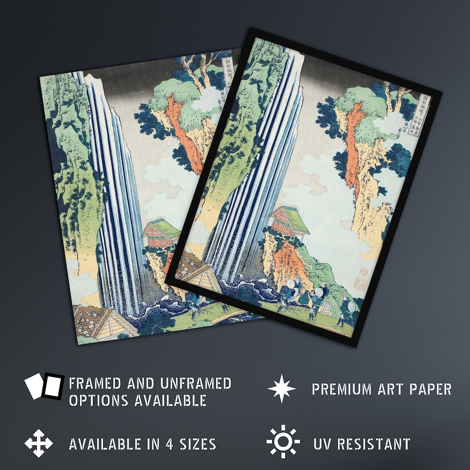 Ono Waterfall Kisokaido Road Vintage Japan Wall Art Print Hokusai 18x24 ...