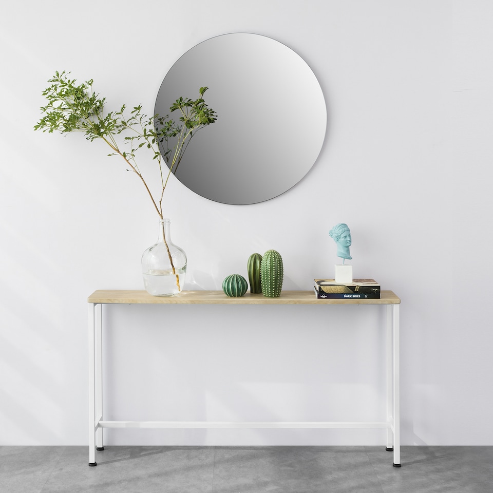 SoBuy Console Table, Light Oak Top & White Metal Frame, 47.2x7.9x25.6 ...