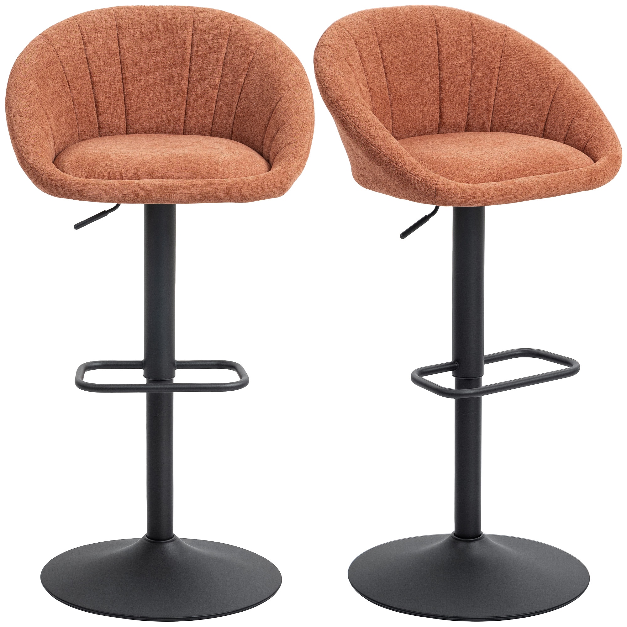 HOMCOM Swivel Bar Stools Set of 2 Height Adjustable Bar Chairs Orange ...