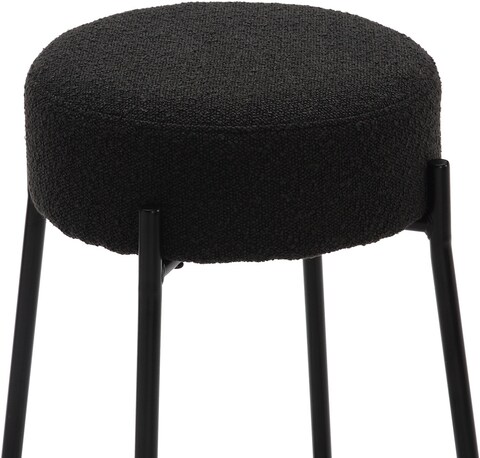 Rotonda Bouclé Kitchen Bar Stools, Fixed Height Metal Legs With ...