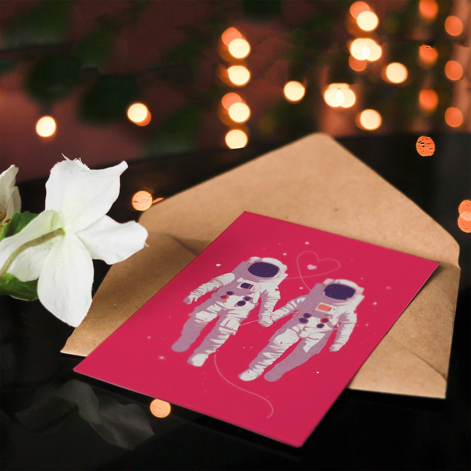 Love Across The Universe Astronaut Couple Modern Valentine's Day Card ...