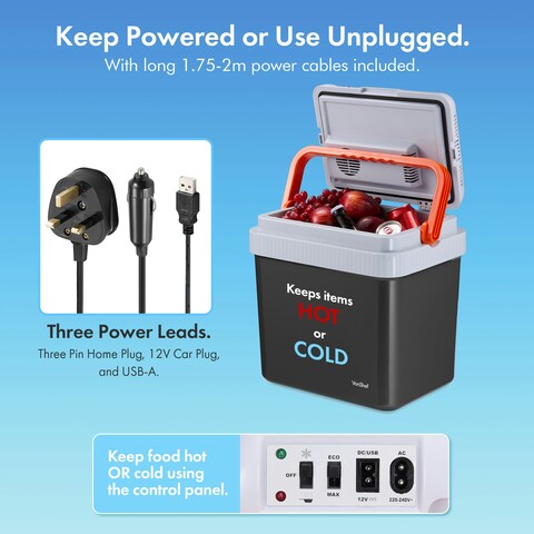 VonShef 24L Electric Cool Box, Insulated Cooler with Hot/Cold Function ...