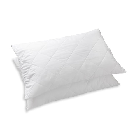 Quilted Pillow Protectors 2PK Soft Touch Microfibre Protector Zippered ...