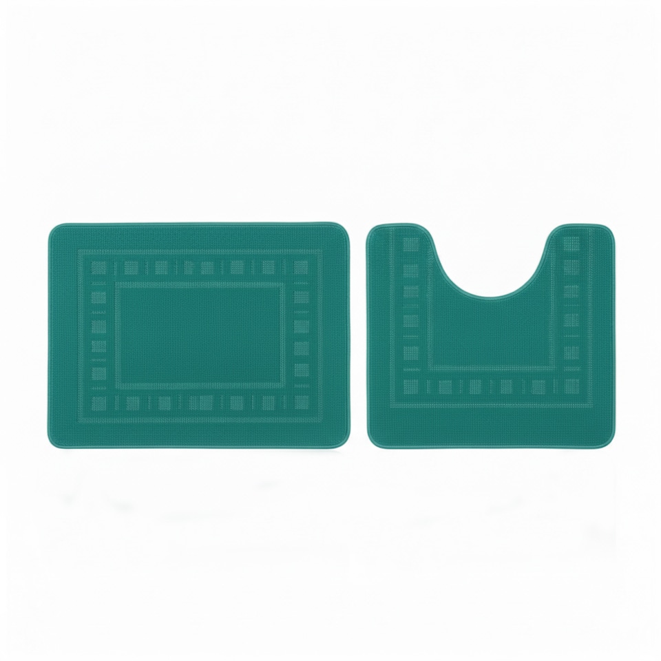 2 Piece Box Design Bath Mat Set Soft Absorbent Non-Slip Bathroom Mats ...