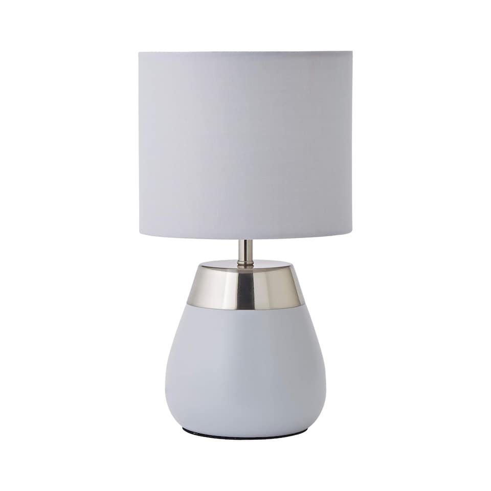 ValueLights Hurst Grey Touch Touch Table Lamp with Drum Shade | Grey ...