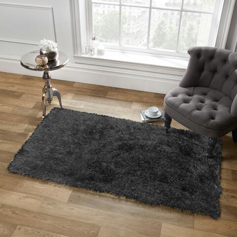OHS Soft Sparkle Non-Shed Thick Pile Shaggy Floor Rug, 160x230cm ...