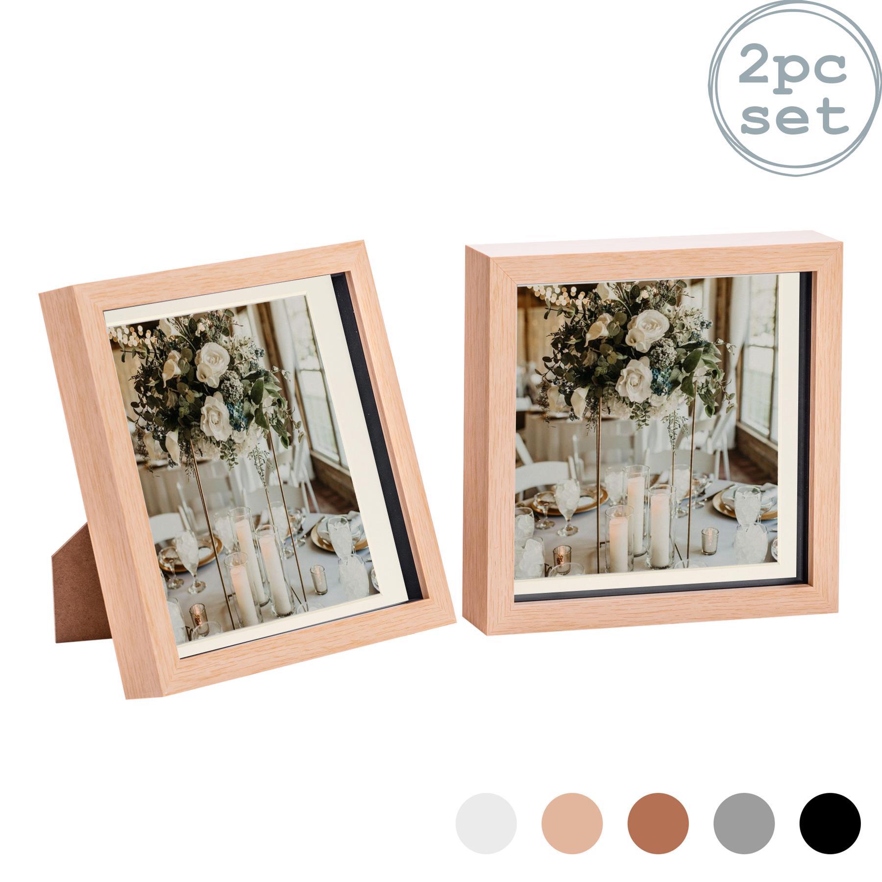 Nicola Spring 8 x 8" Photo Frames - Light Wood/Ivory Mount - 3D Picture ...