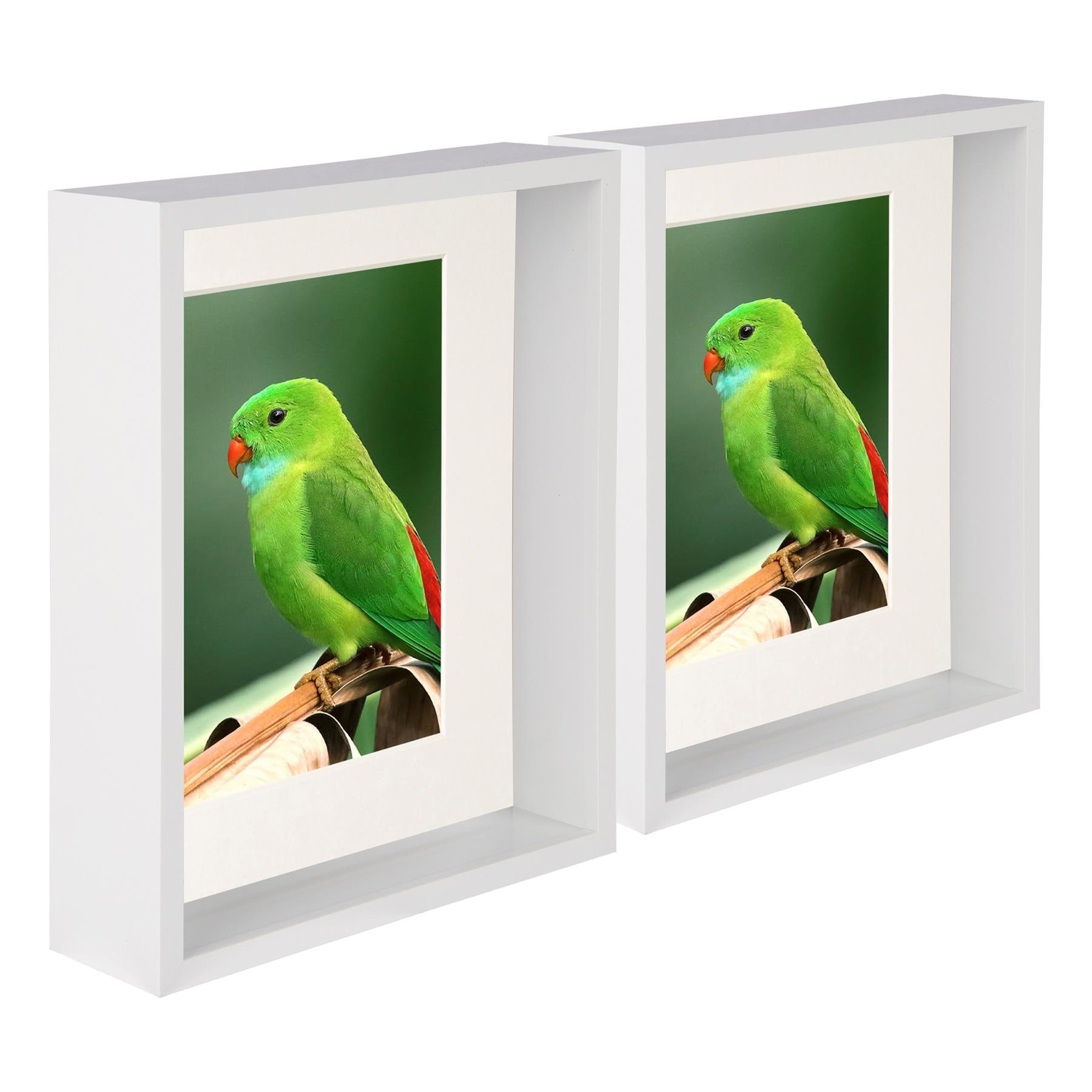 Nicola Spring 8 x 10" Deep Photo Frames - White/Ivory Mount - 3D Deep ...