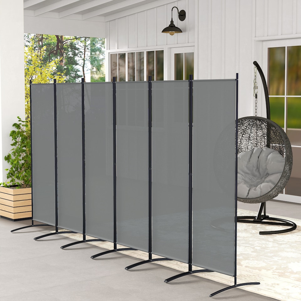 Outsunny 6 Panel Folding Room Divider, Freestanding Privacy Screen Wall ...
