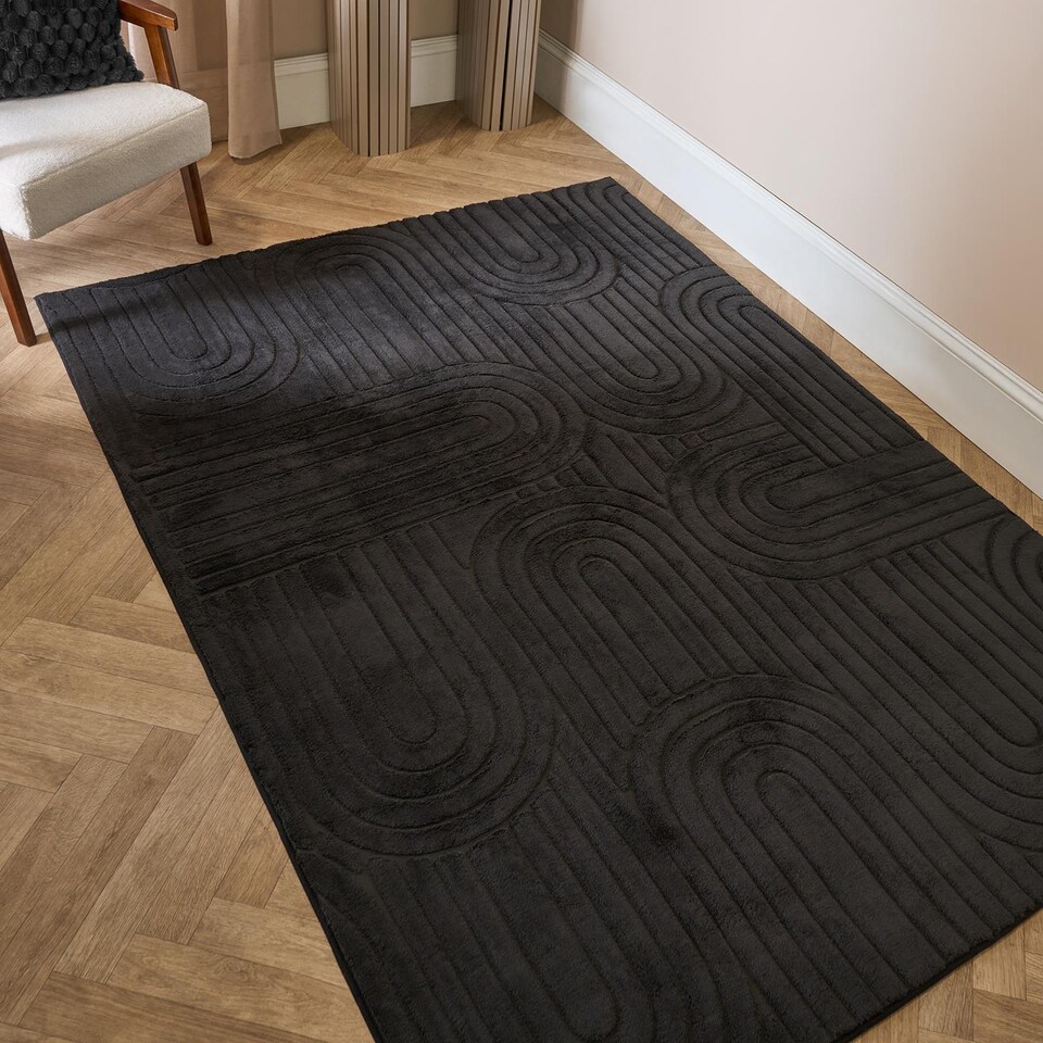 OHS Tufted Arches Rug Soft Floor Carpet Non Slip Area Mat | Black ...