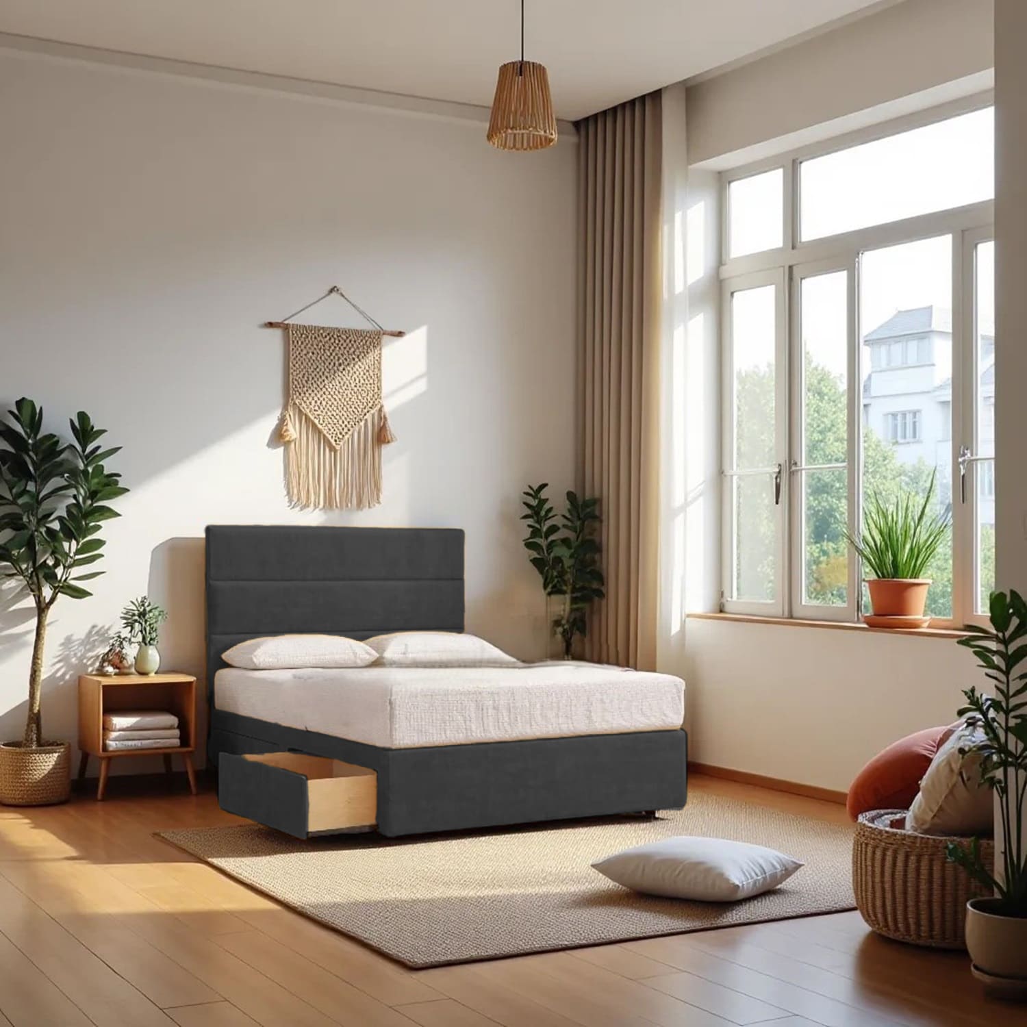 York Divan Bed Frame, No Mattress, 2 Drawers & Headboard Plush Velvet ...