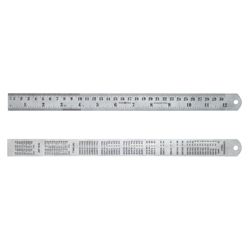 Faithfull Flexible Stainless Steel Rules - Multi Colour - 300mm x 25mm ...