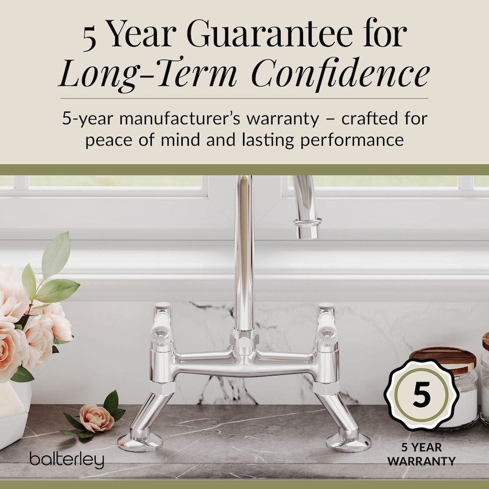 Traditional Kitchen Bridge Sink Mixer Tap - Chrome White Lever Handles ...