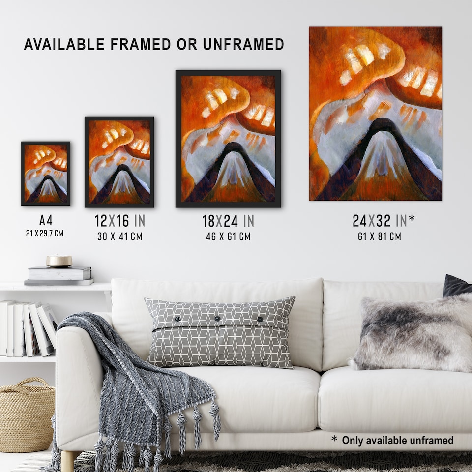 Mountain and Sky Abstract Landscape Dove Wall Art Poster Print - Tesco ...