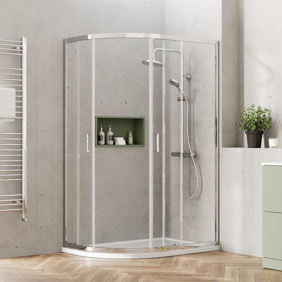 6mm Glass Offset Quadrant Shower Enclosure 1900 x 1200 x 800mm Chrome ...