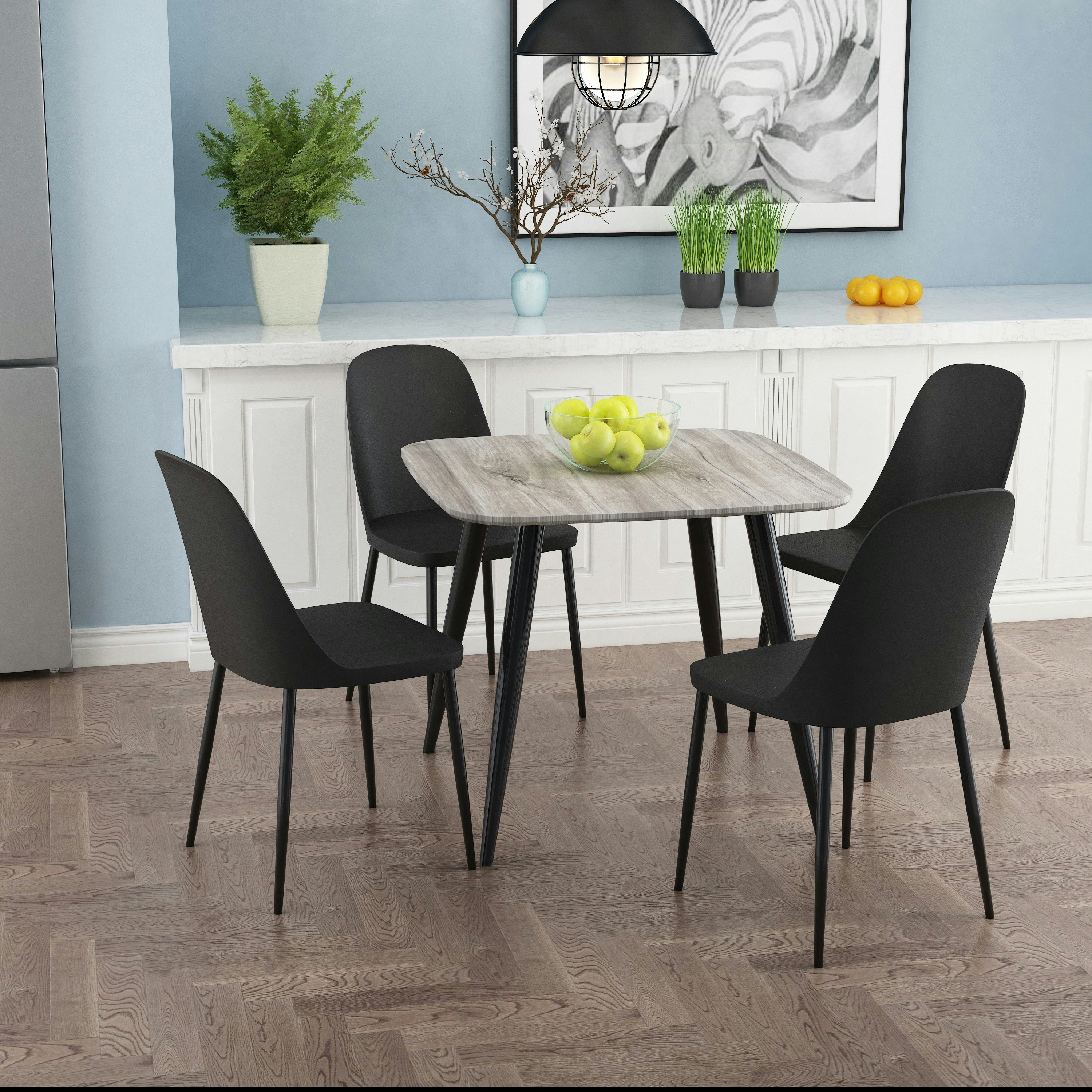 Aspen Grey Oak Effect 80cm Square Dining Table with 4 Moulded Duo ...
