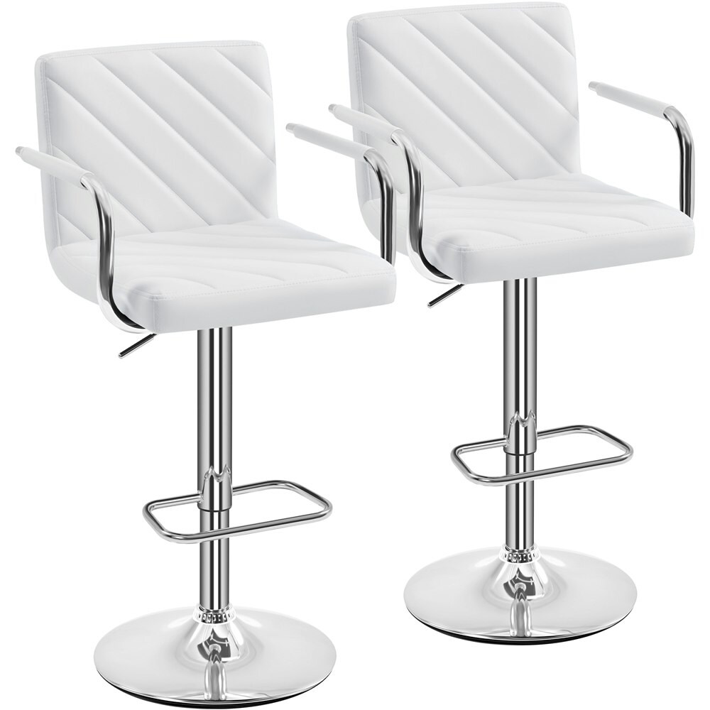 Yaheetech Set of 2 Faux Leather Bar Stools | White - Tesco Groceries