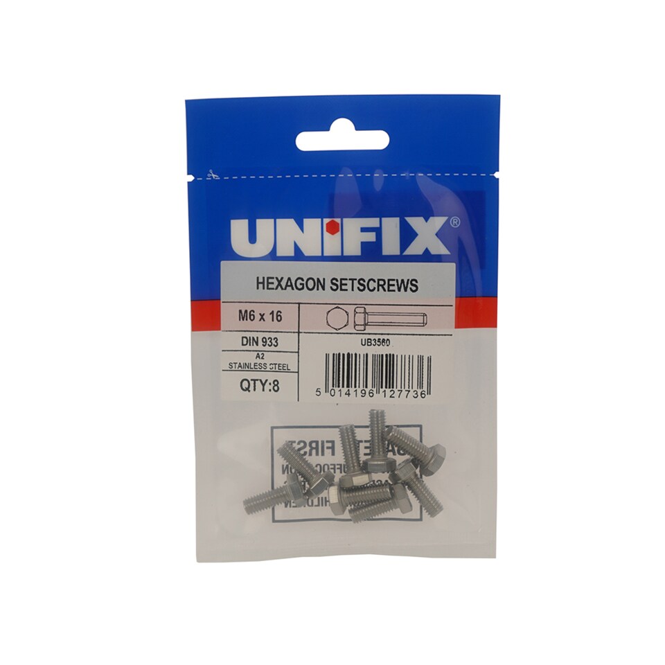 Unifix A2-304 Hexagon Setscrews M10 x 25 - Tesco Groceries