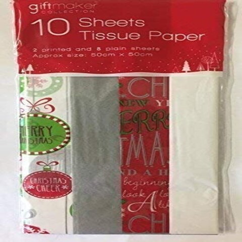 10 Sheets Printed Tissue Paper Assorted Designs/Colours - Tesco Groceries
