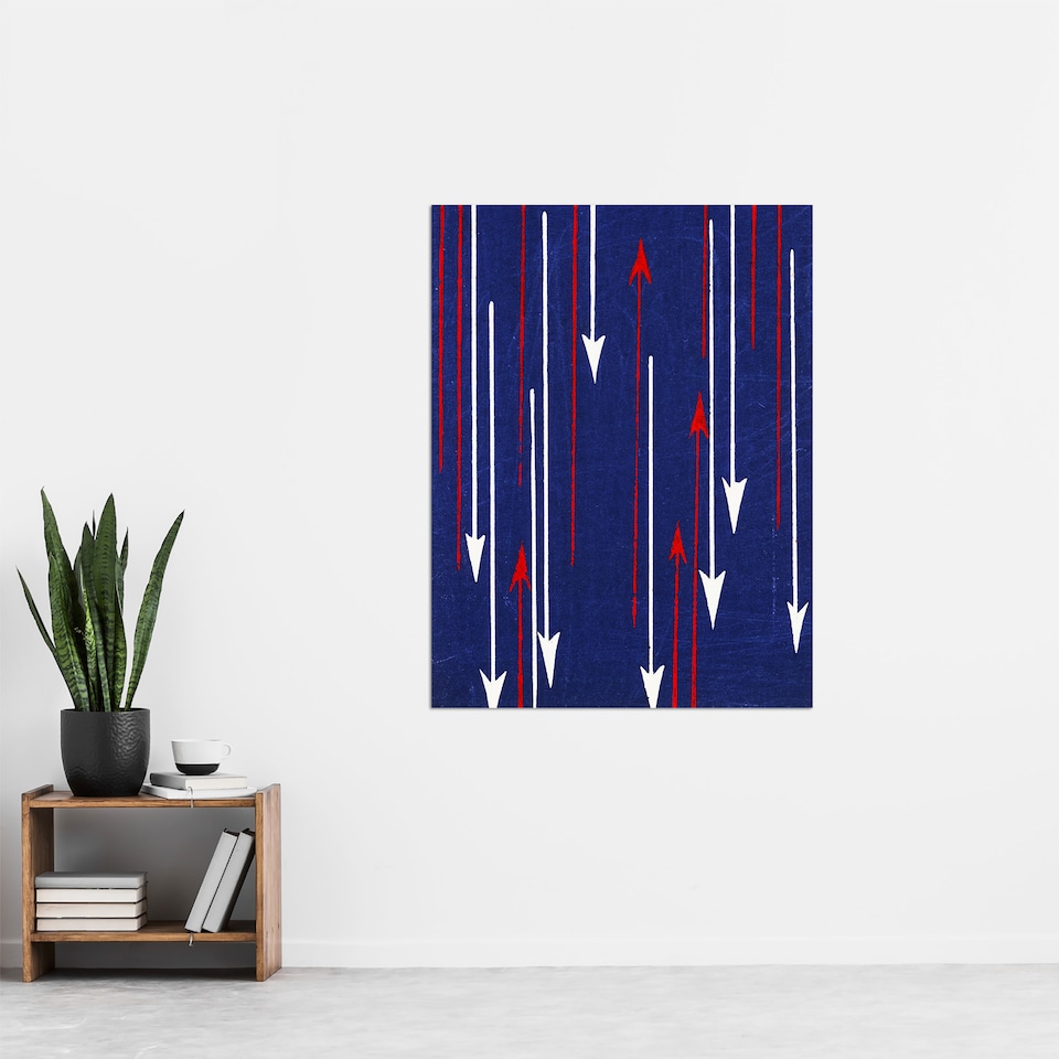Red Blue Arrows Textile Pattern Retro Japan Wall Art Print Korin 24x32 ...