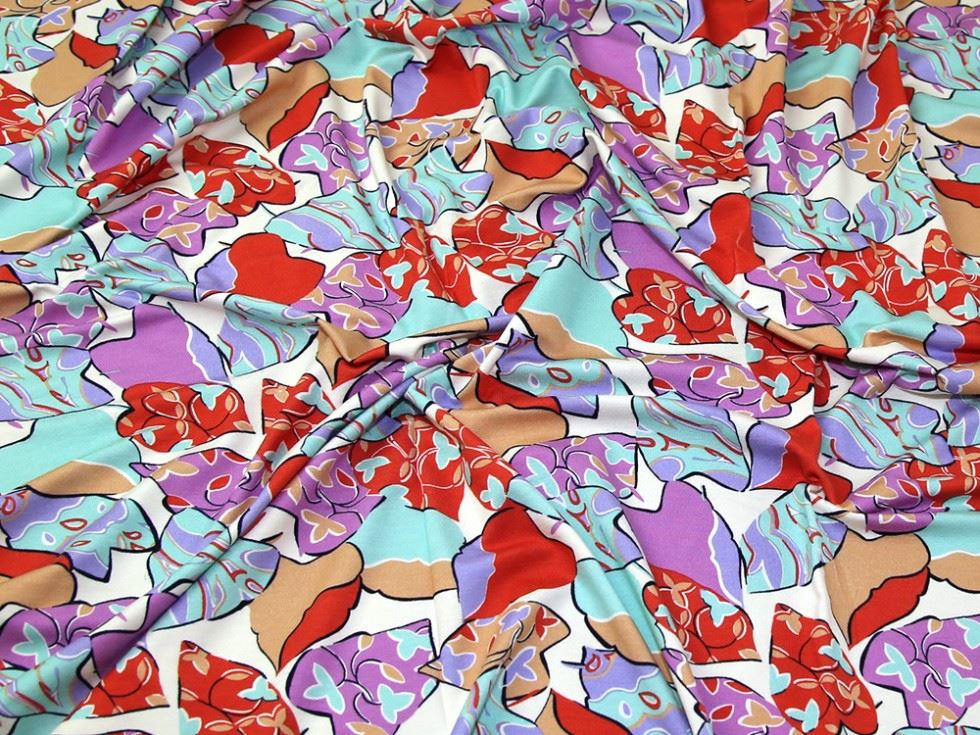 Multicoloured Viscose Jersey Stretch Knit Fabric for Dressmaking, 154cm ...