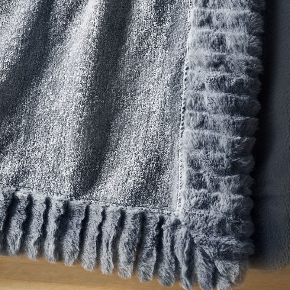 Catherine Lansfield Velvet and Faux Fur Soft Touch Blanket Throw | Grey ...