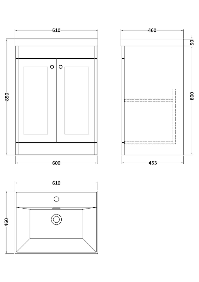 Balterley Swynnerton Traditional 2 Door Floor Standing Vanity Unit with ...