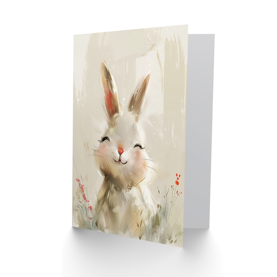 Greeting Card Cute Smiling Bunny Rabbit Happy Baby Animal Birthday ...