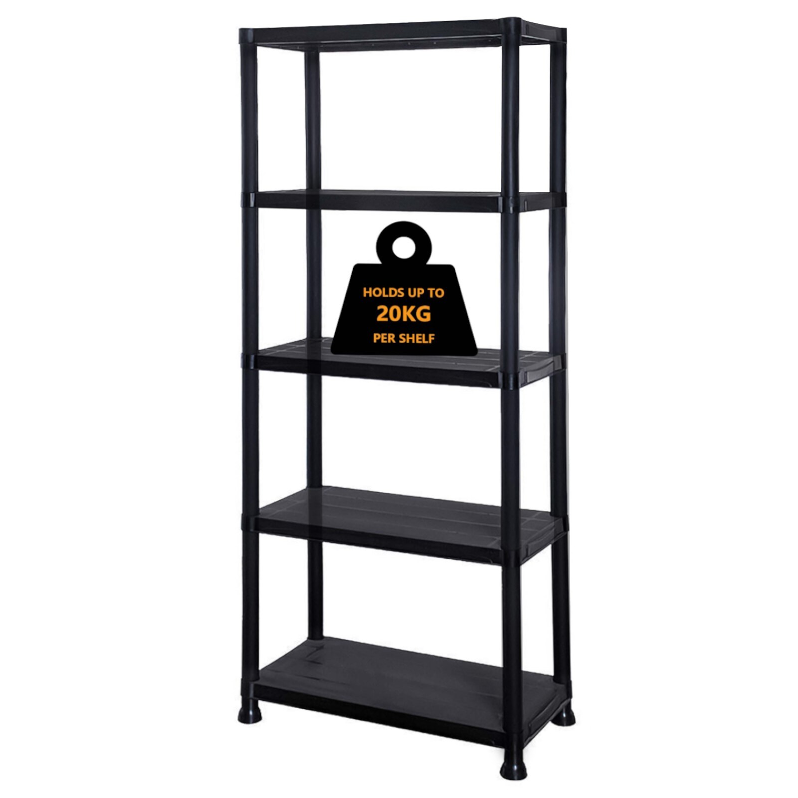 5 Tier Plastic Racking Shelf Heavy Duty Garage Shelving Storage Unit ...