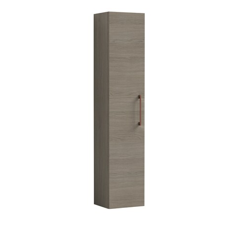 Modern Bathroom Wall Hung 1 Door Tall Storage Unit -Woodgrain Mid Oak ...