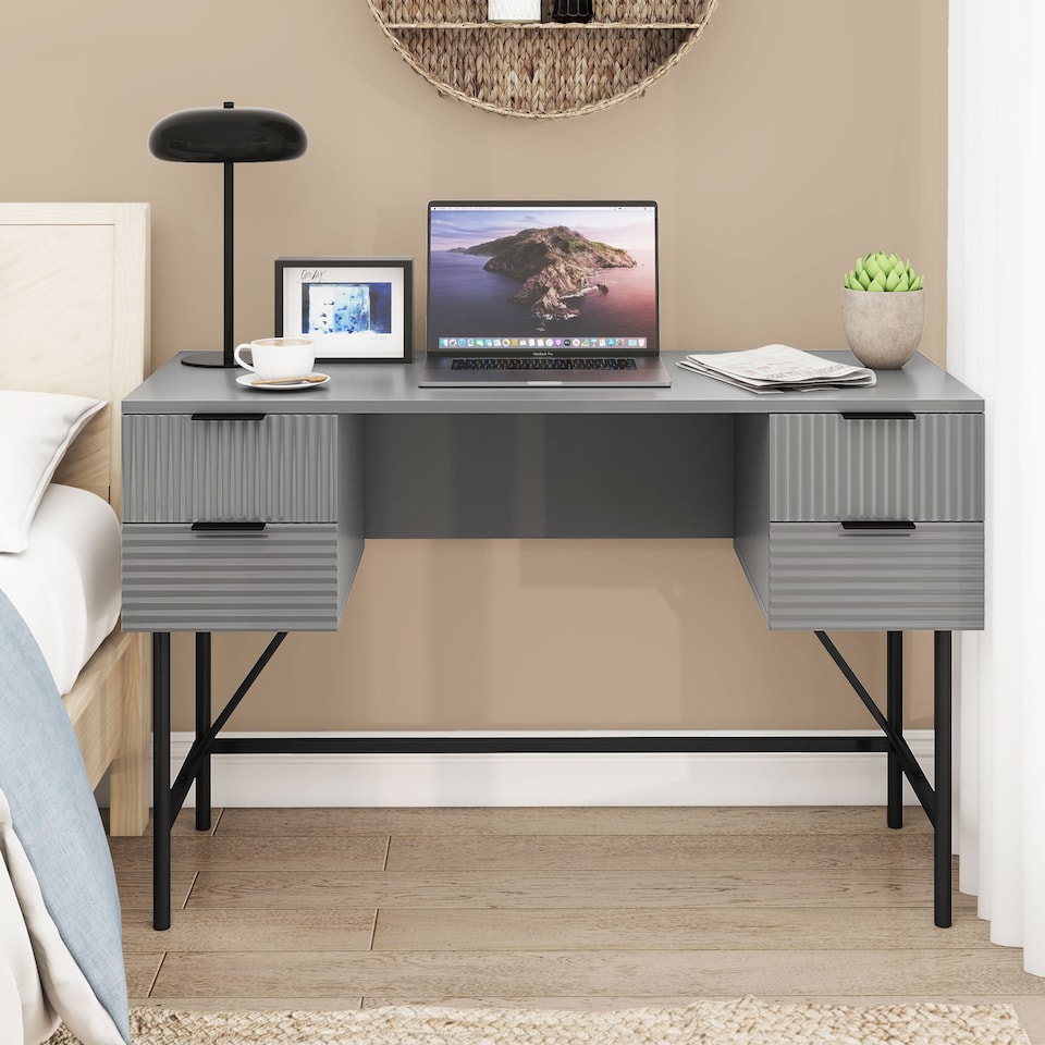 COSTWAY 120cm Home Office Desk Computer Desk Grey - Tesco Groceries