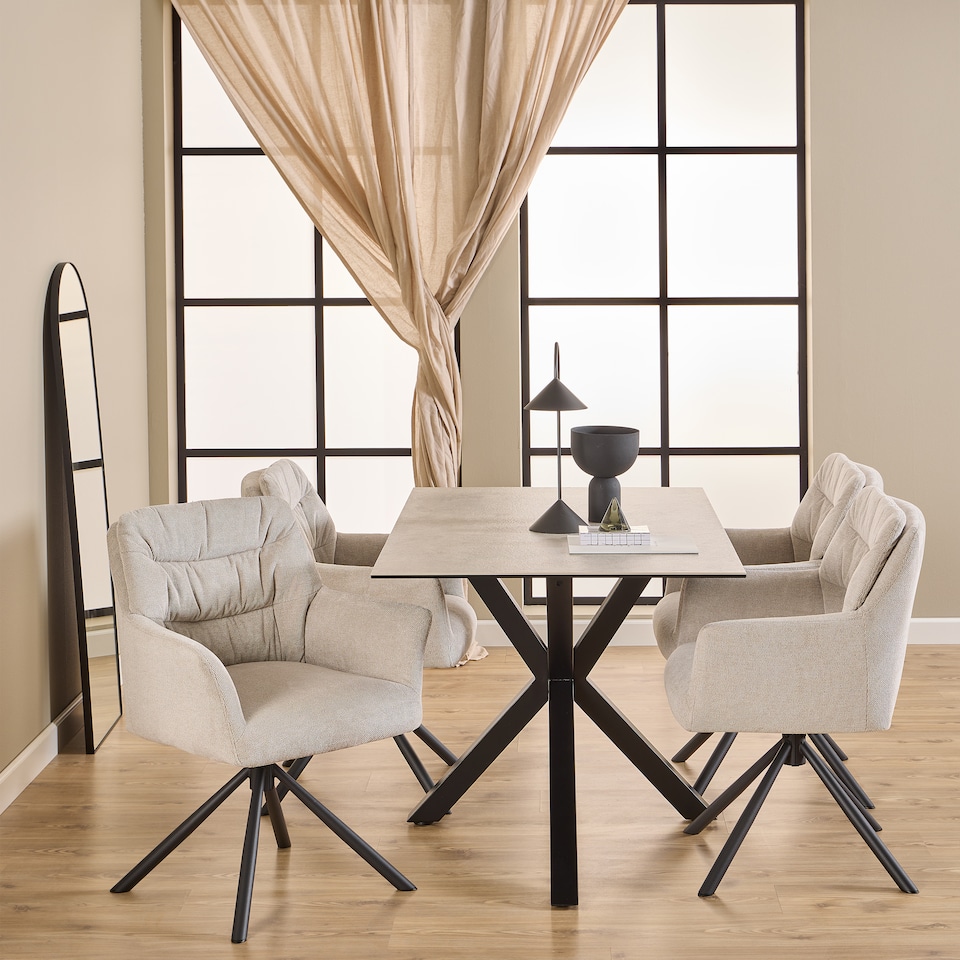 Heaven Dining Table with Ceramic White Top 135cm Included 4 Alonso ...