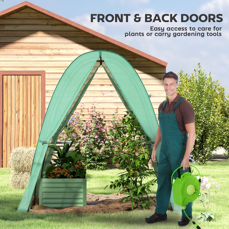 Outsunny Hoop House Greenhouse with Sandbags and Hemmed PE Cover, 1.8 x ...