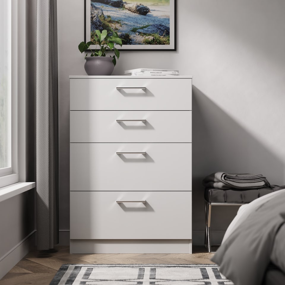 Cornwall 4 Drawer Deep Chest of Drawers in Grey Matt (Ready Assembled ...